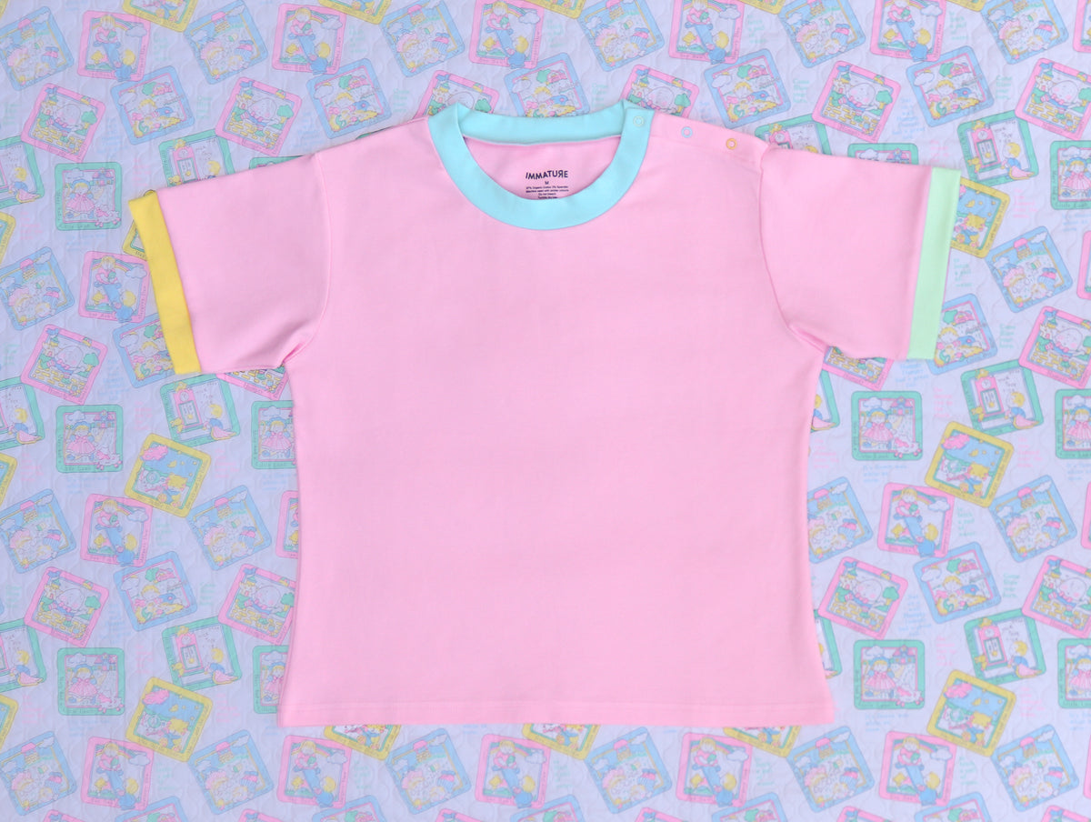 90s-Pastels Colorblock Shoulder-Snap Shirt – Immature