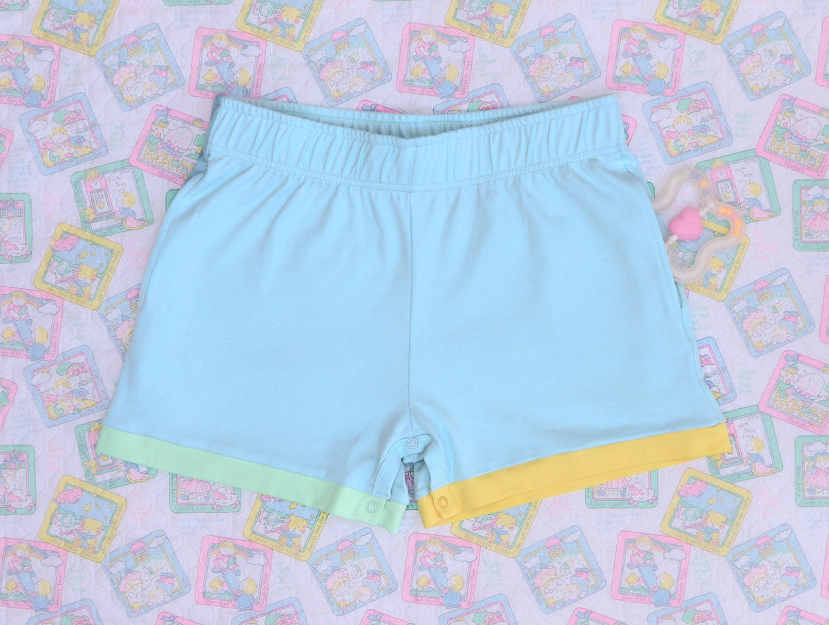 90s-Pastels Colorblock Crotch-Snap Shorts (with pockets!) – Immature