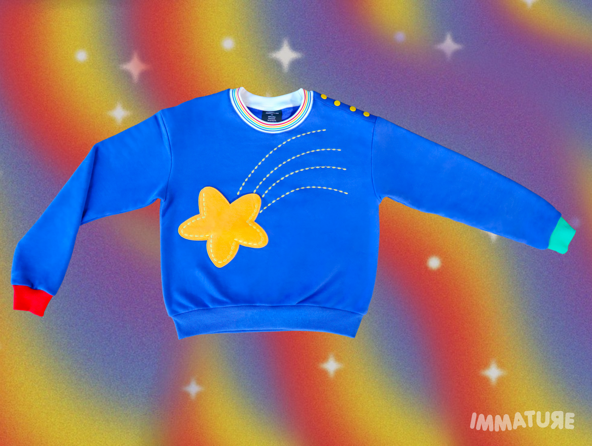 90s Shooting Star Secret-Pocket Colorblock Sweatshirt – Immature